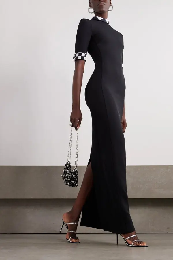 Emilio Pucci Short-sleeved Gown With Checked Trim
