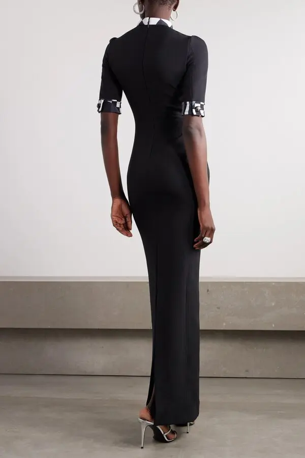 Emilio Pucci Short-sleeved Gown With Checked Trim