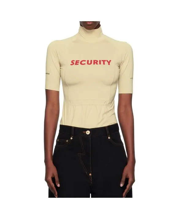 PUSHBUTTON High Neck Printed Top With Patch Pocket