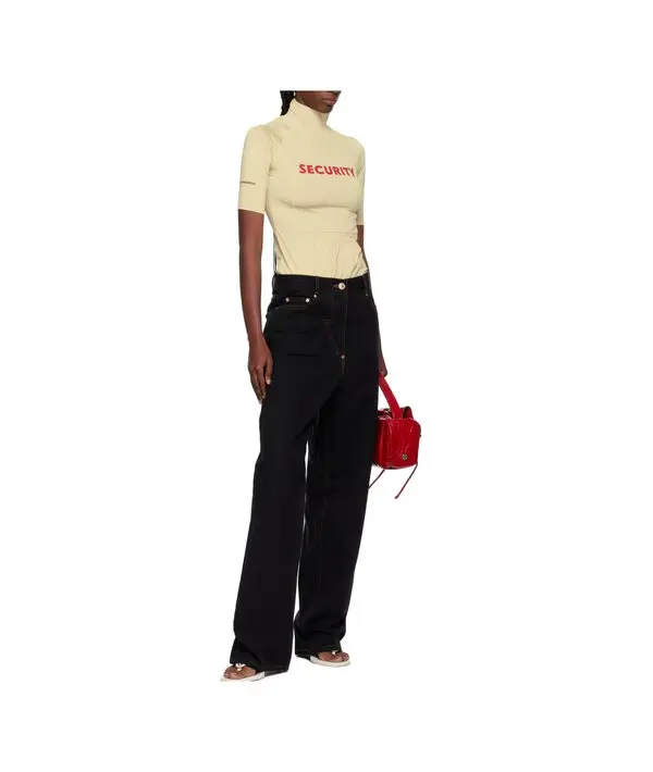 PUSHBUTTON High Neck Printed Top With Patch Pocket
