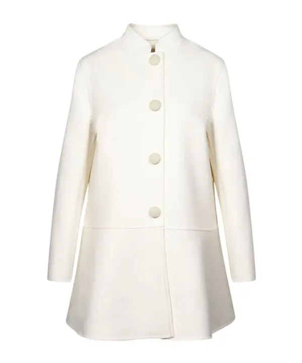 Valentino Garavani High-collar Button Wool Coat - Ivory
