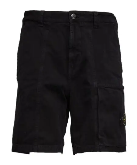 Stone Island Logo Detailed Cargo Shorts - Black