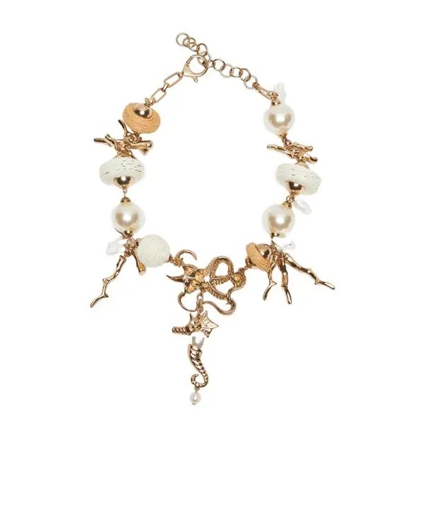 Max Mara Embellished Pendant Necklace - Golden