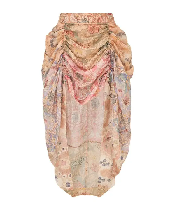 Zimmermann Rebellion Draped Midi Skirt - Spliced Floral