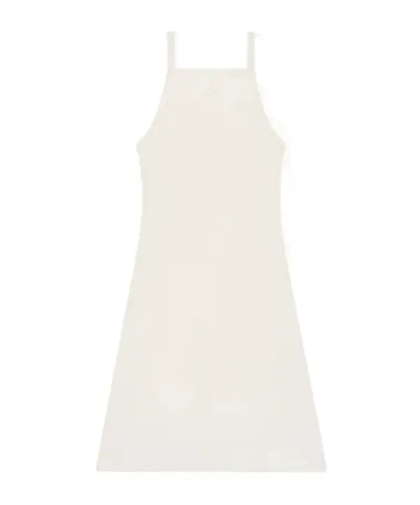 COURREGES Sleeveless A-line Mini Dress With Embroidered Logo - Light Bone