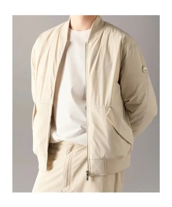 Moose Knuckles Long-sleeved Down Jacket With Ribbed Collar And Snap Pockets