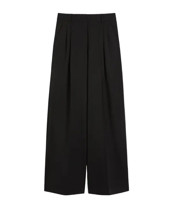 Max Mara High-waisted Wide-leg Pleated Trousers - Black