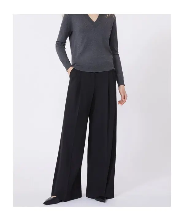 Max Mara High-waisted Wide-leg Pleated Trousers - Black