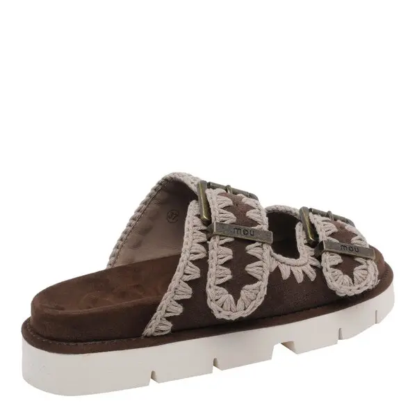 Mou Embroidered Buckle Slide Sandals