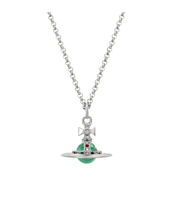 VIVIENNE WESTWOOD New Tiny Orb Pendant Necklace - : Platinum/mint Green