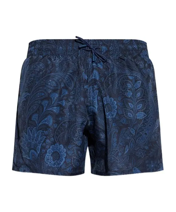 Etro Paisley Print Swim Shorts - Blue