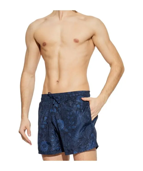 Etro Paisley Print Swim Shorts - Blue