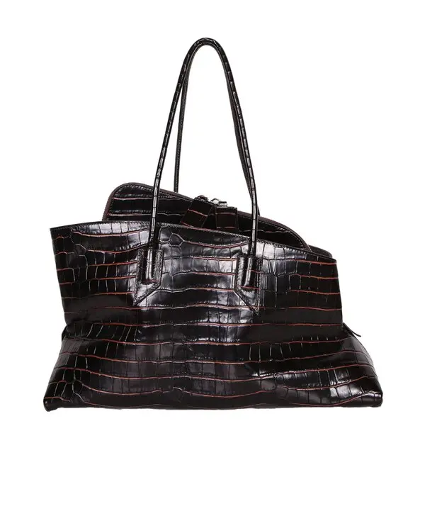 Attico Double-handle Croc Effect Handbag - Black