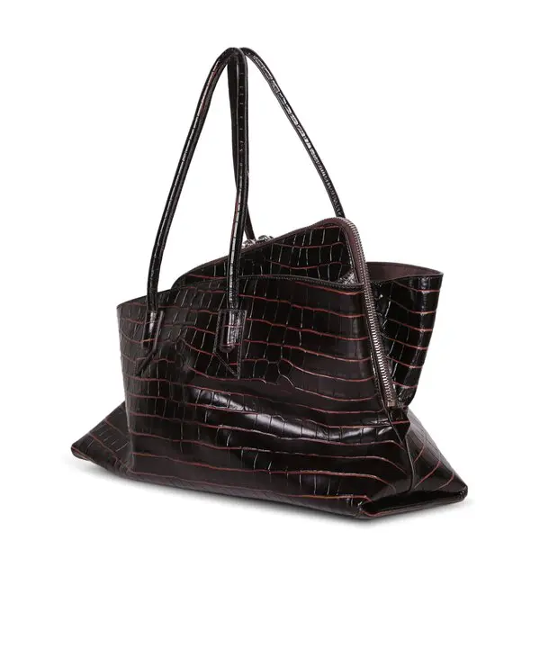 Attico Double-handle Croc Effect Handbag - Black