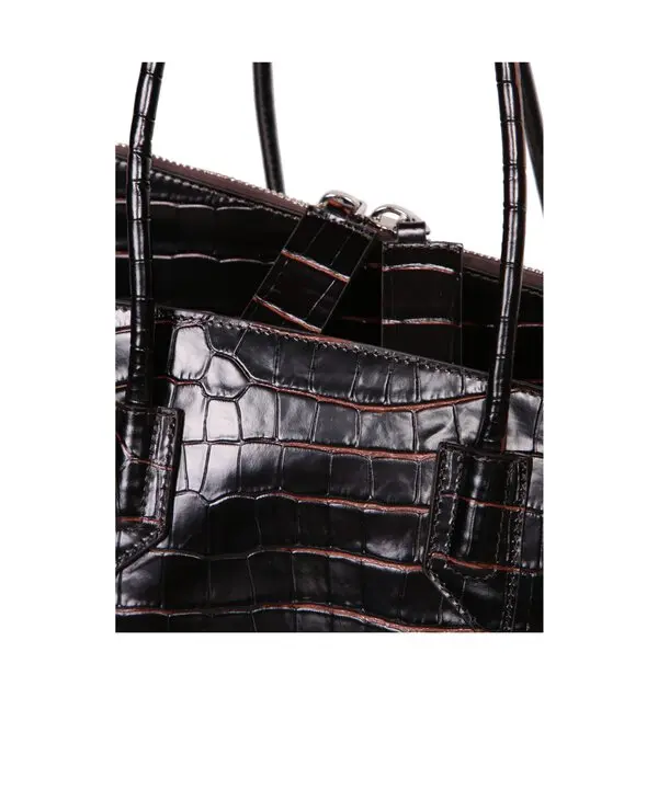 Attico Double-handle Croc Effect Handbag - Black