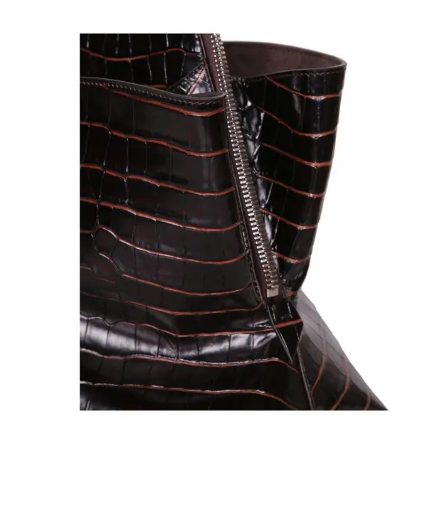 Attico Double-handle Croc Effect Handbag - Black