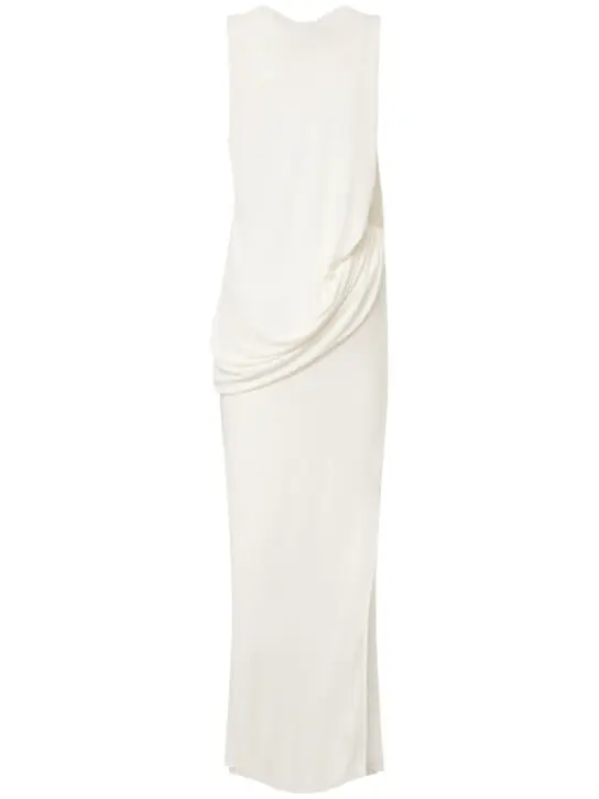 Jacquemus La Robe Peplo Longue Draped Long Dress