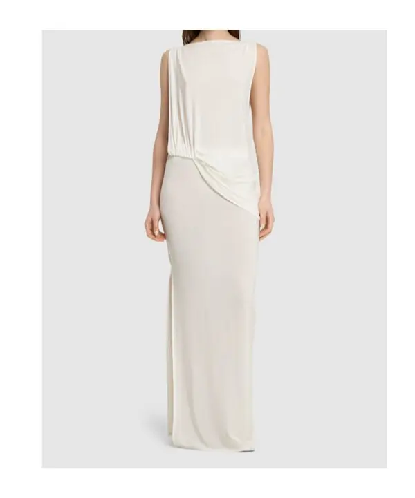 Jacquemus La Robe Peplo Longue Draped Long Dress