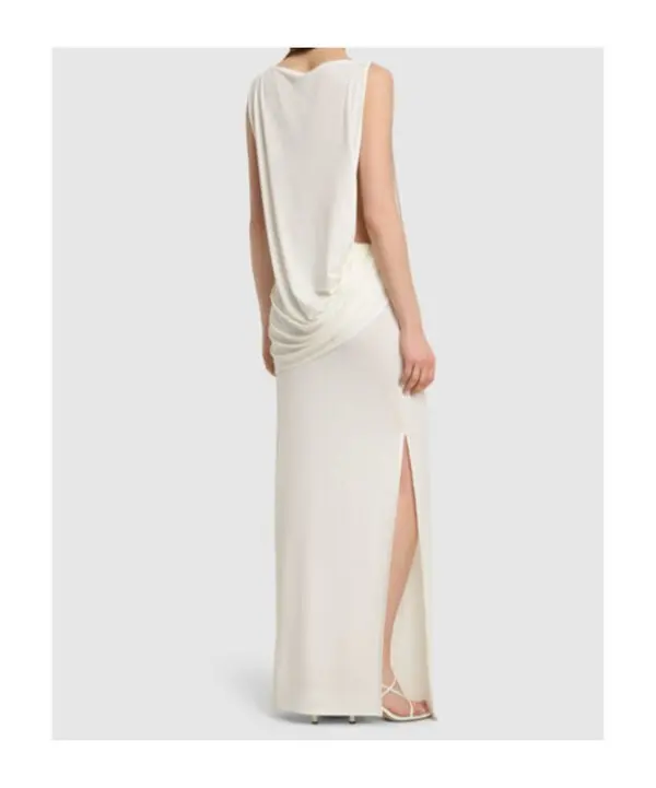 Jacquemus La Robe Peplo Longue Draped Long Dress