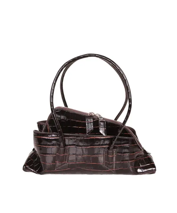 Attico Croc Effect Double Handle Handbag