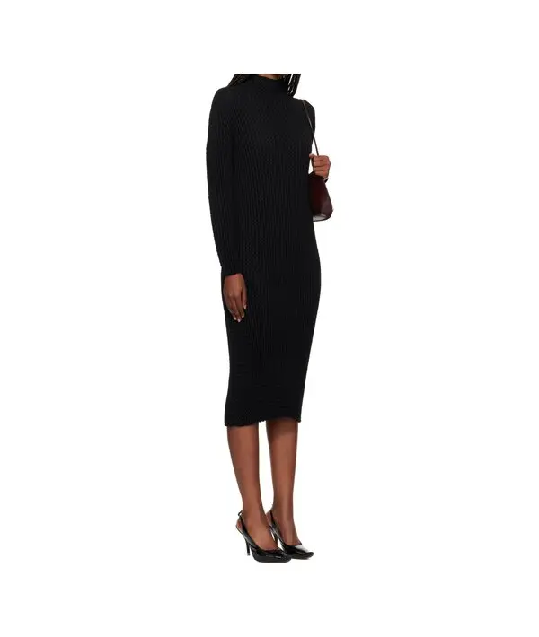Issey Miyake Textured Knit Long Sleeve Midi Dress