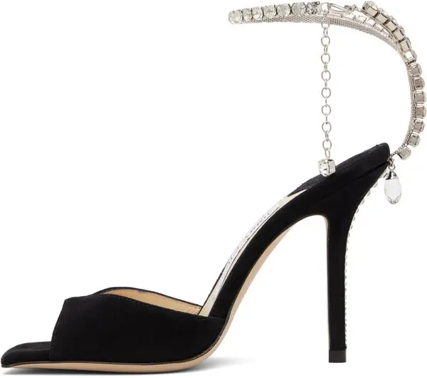 JIMMY CHOO Saeda 100 Embellished Stiletto Sandals - Black/crystal