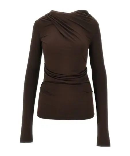 ENTIRE STUDIOS Draped Long-sleeve Top - Black