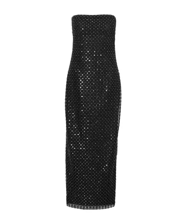 ROTATE BY BIRGER CHRISTENSEN Beaded Maxi Tube Dress - Black