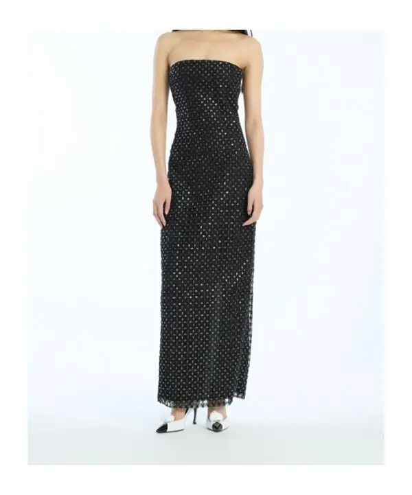 ROTATE BY BIRGER CHRISTENSEN Beaded Maxi Tube Dress - Black