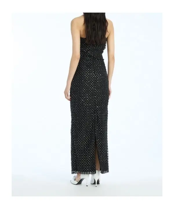 ROTATE BY BIRGER CHRISTENSEN Beaded Maxi Tube Dress - Black
