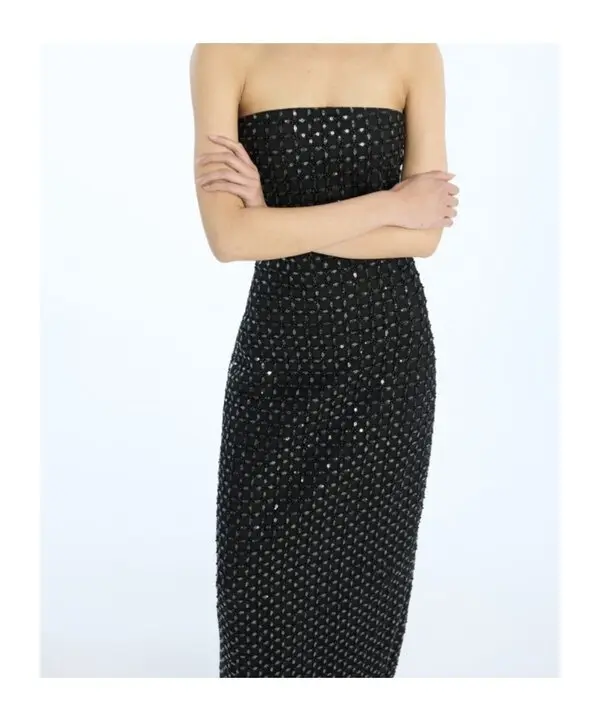 ROTATE BY BIRGER CHRISTENSEN Beaded Maxi Tube Dress - Black