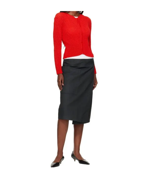 Issey Miyake Textured Knit Button-down Cardigan - Red