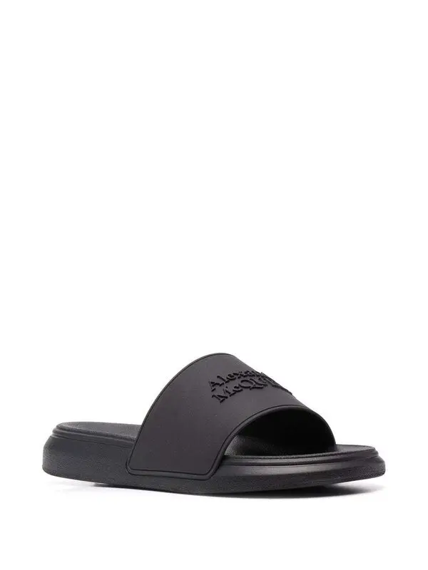 Alexander McQueen Embossed Logo Slides - Black