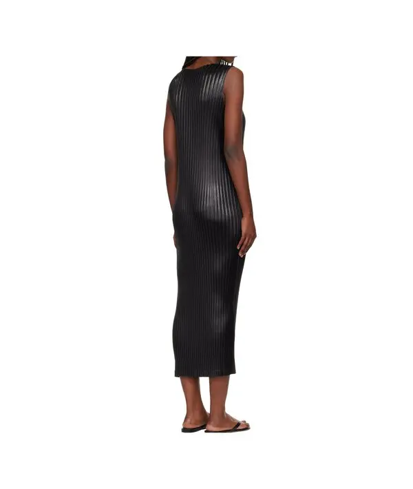 Issey Miyake Sleeveless Metallic Pleated Midi Dress