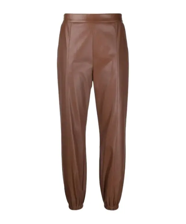 Liu Jo Faux Leather Jogger Pants - Chocolate