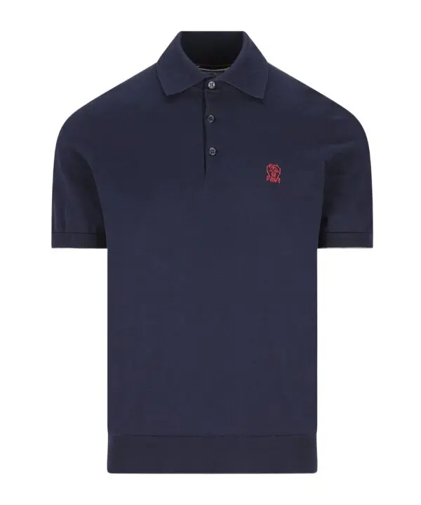 Brunello Cucinelli Lightweight Knitted Polo Shirt - Blue