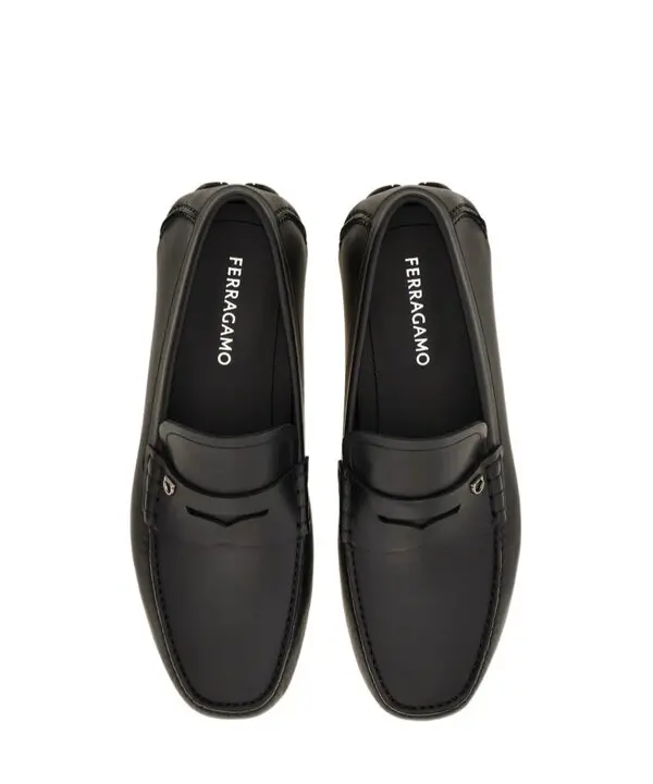 FERRAGAMO Penny Driver Loafers - Black