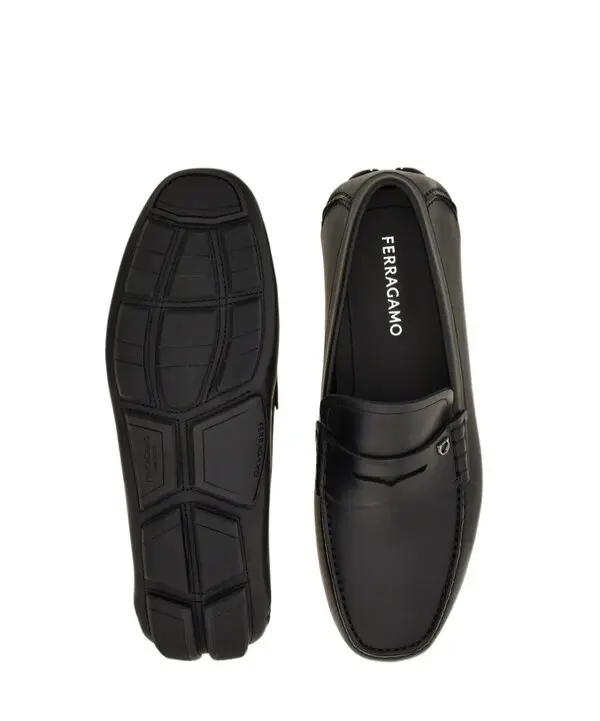 FERRAGAMO Penny Driver Loafers - Black