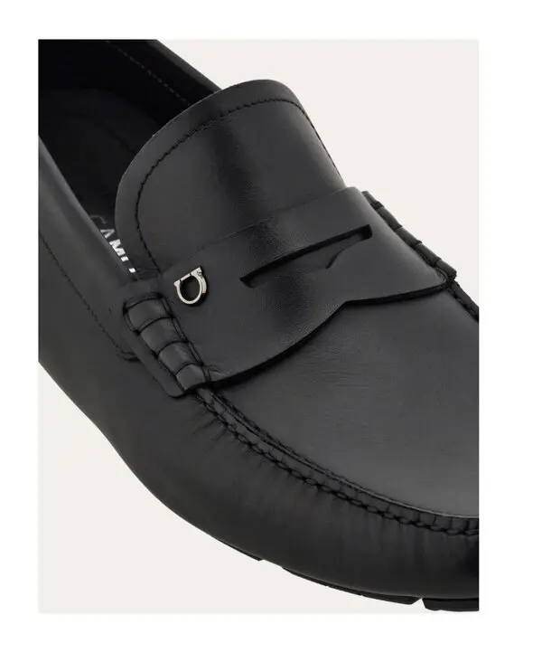 FERRAGAMO Penny Driver Loafers - Black
