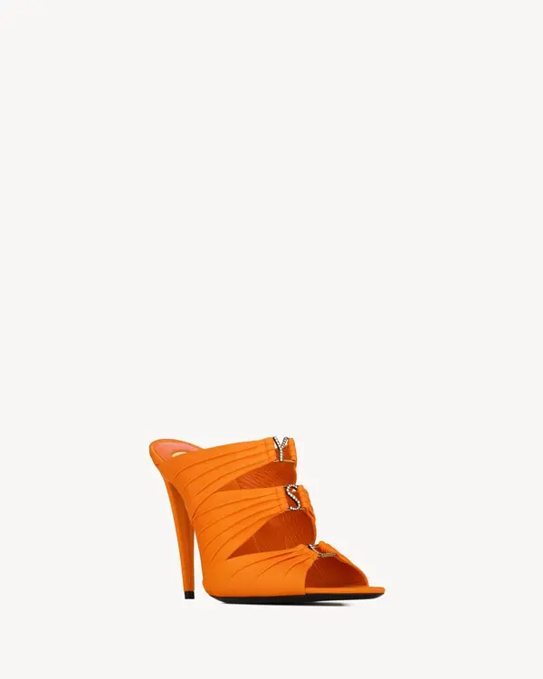 Saint Laurent Emilie Embellished Mules - Orange