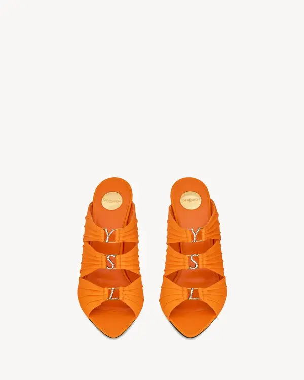 Saint Laurent Emilie Embellished Mules - Orange