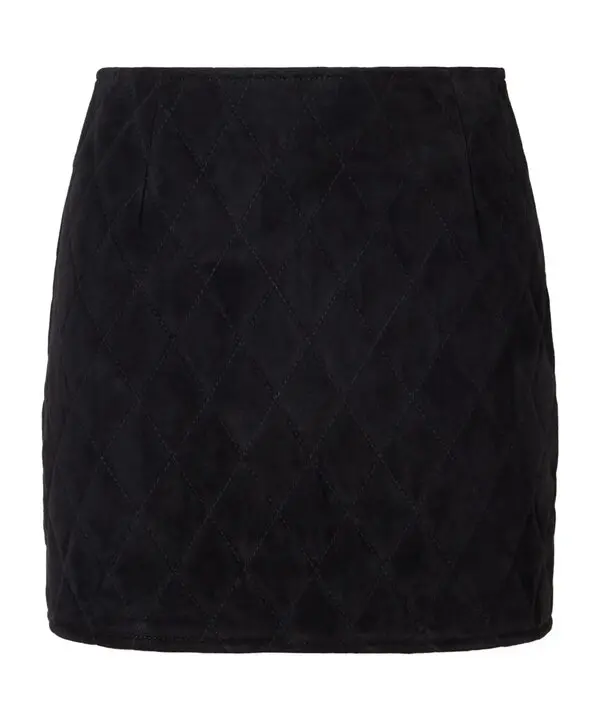 BLAZÉ MILANO Viva Coci Quilted Suede Mini Skirt - Black