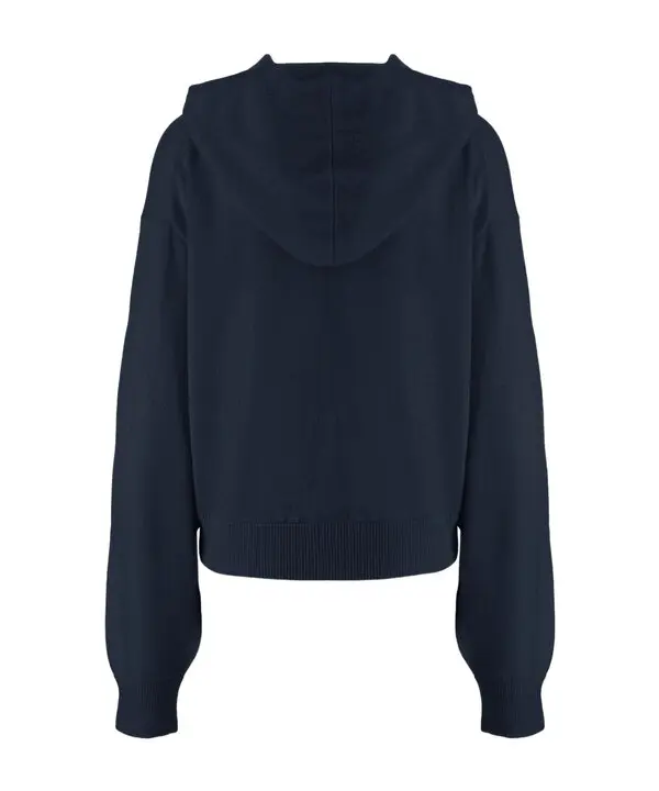 ALLUDE Zip-up Hooded Sweater - Black