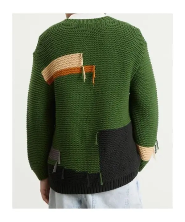 You Must Create Crewneck Knit Sweater With Patchwork Detail