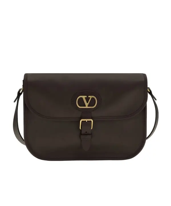 Valentino Garavani Antibes Vlogo Plaque Messenger Bag - Chocolate-colored