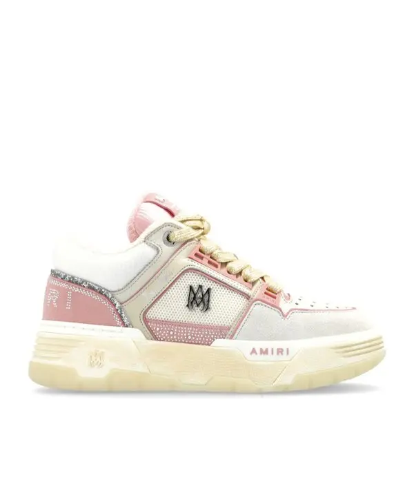 Amiri Glitter-embellished Two-tone Lace-up Sneakers - Pink