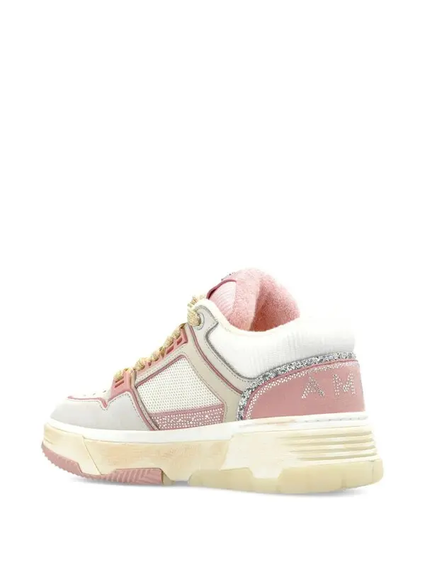Amiri Glitter-embellished Two-tone Lace-up Sneakers - Pink