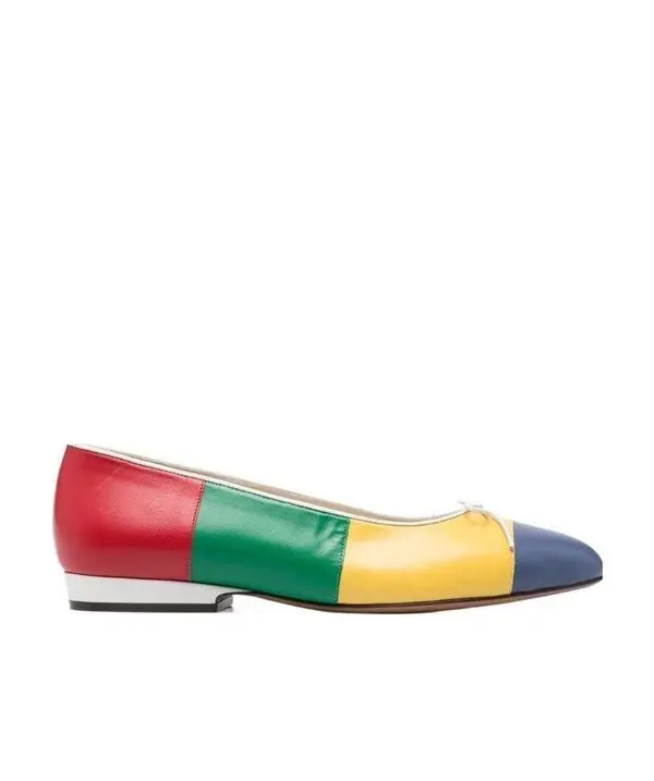 FERRAGAMO Curiosa Color Block Leather Ballerinas