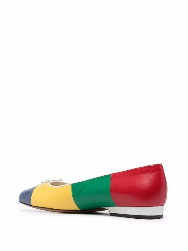 FERRAGAMO Curiosa Color Block Leather Ballerinas