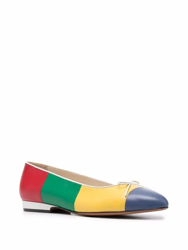 FERRAGAMO Curiosa Color Block Leather Ballerinas